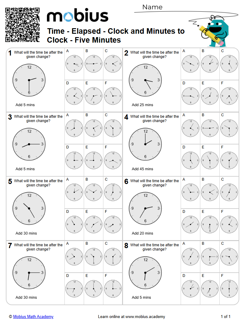 Time - Elapsed - Clock and Minutes to Clock - Five Minutes (Level 1 ...