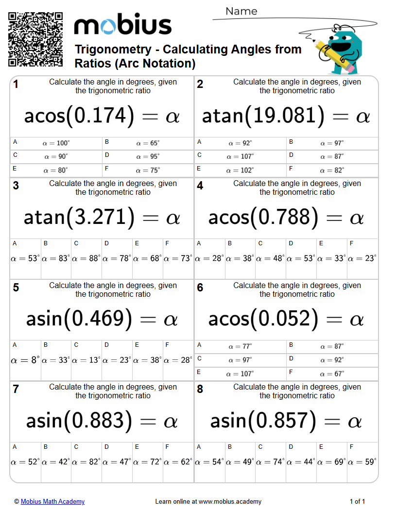 Trigonometry | Calculating Angles from Ratios (Arc Notation) (Level 1) | Grade 10 Math ...