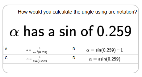 Trigonometry | Calculating Angles from Ratios (Words to Arc Notation ...