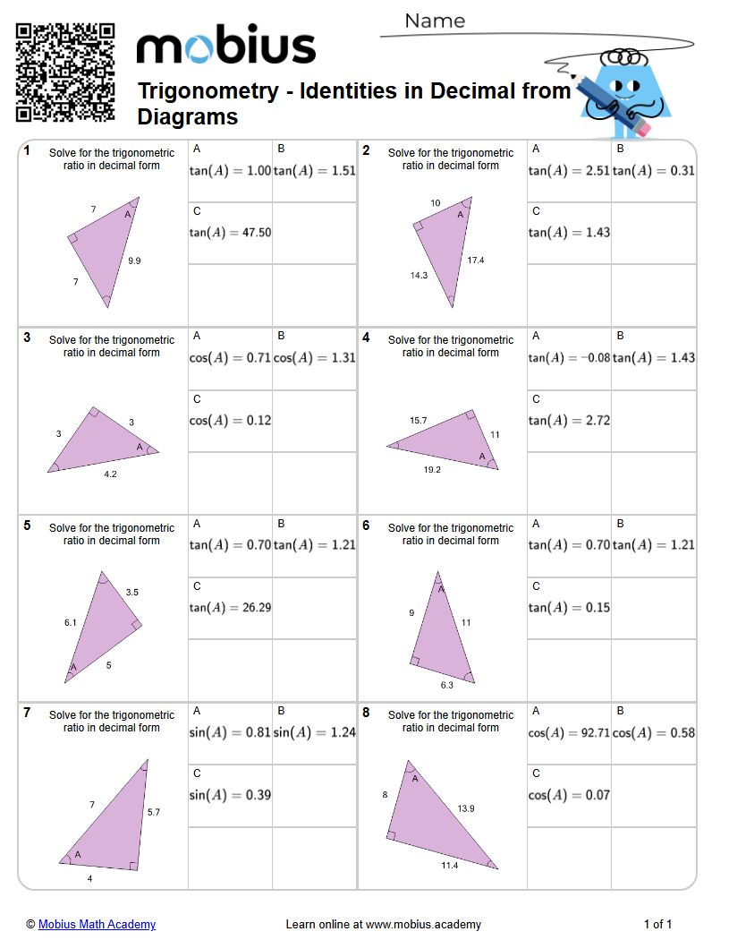 Identities in Decimal from Diagrams (Level 1) | Grade 10 Math ...
