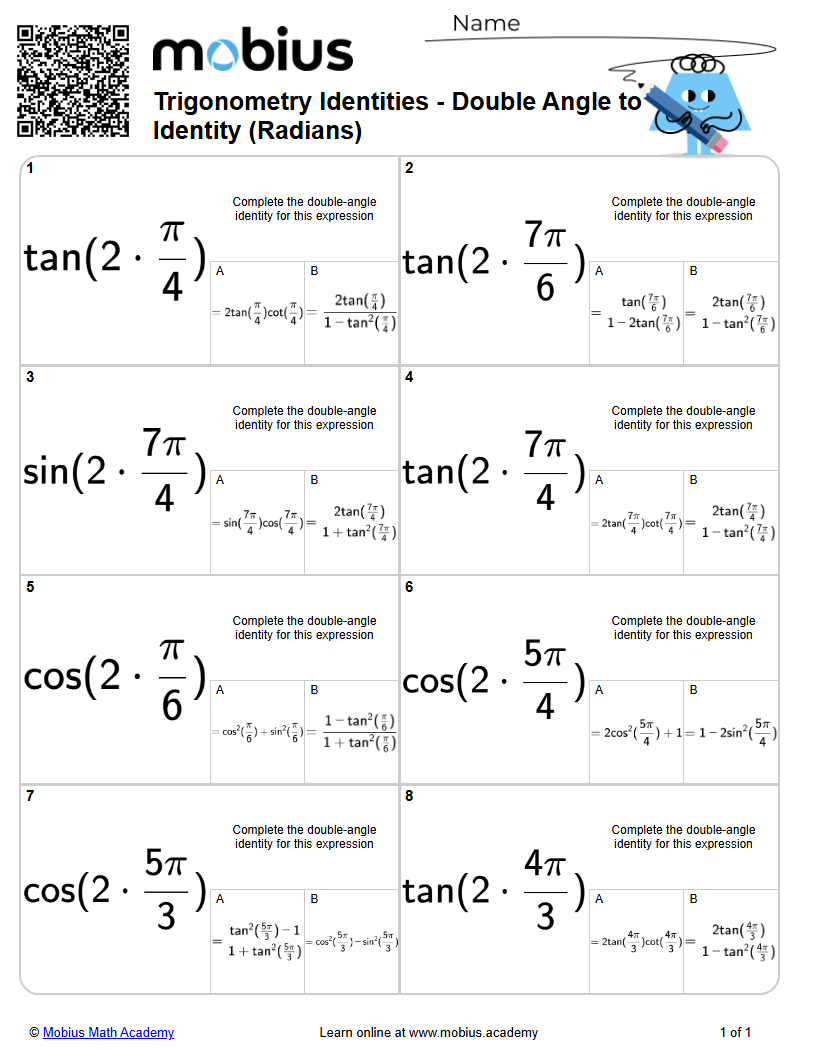 Level 1 | Trigonometry | Grades 11-12 Math Worksheets - Mobius Math Academy