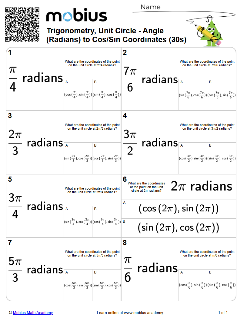 Level 1 | Grades 10-11 Math Worksheets - Mobius Math Academy