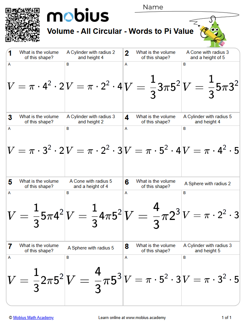 Level 1 | Geometry 3D | Grade 12 Math Worksheets - Mobius Math Academy