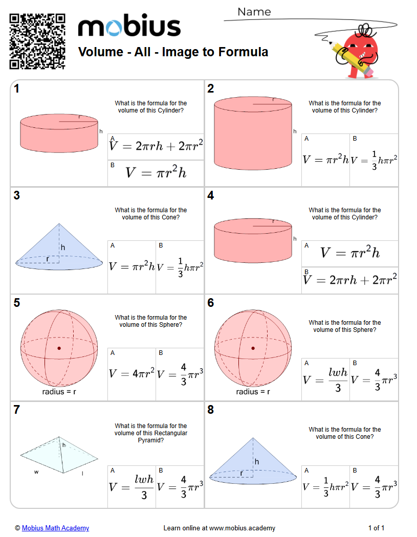 Level 1 | Geometry 3D | Grades 8-10 Math Worksheets - Mobius Math Academy