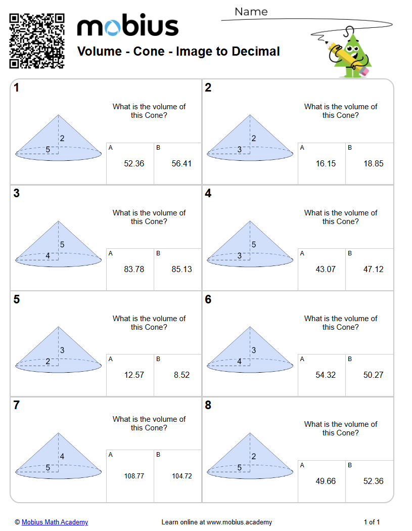 Volume - Cone - Image to Decimal (Level 1) - Mobius Math Academy