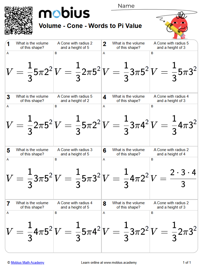 Level 1 | Geometry 3D | Grades 10-11 Math Worksheets - Mobius Math Academy