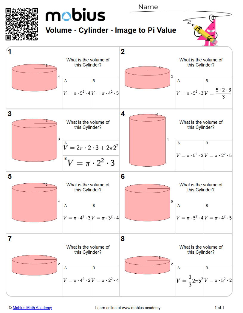 Volume - Cylinder - Image to Pi Value | Level 1 | Grades 10-11 Math ...