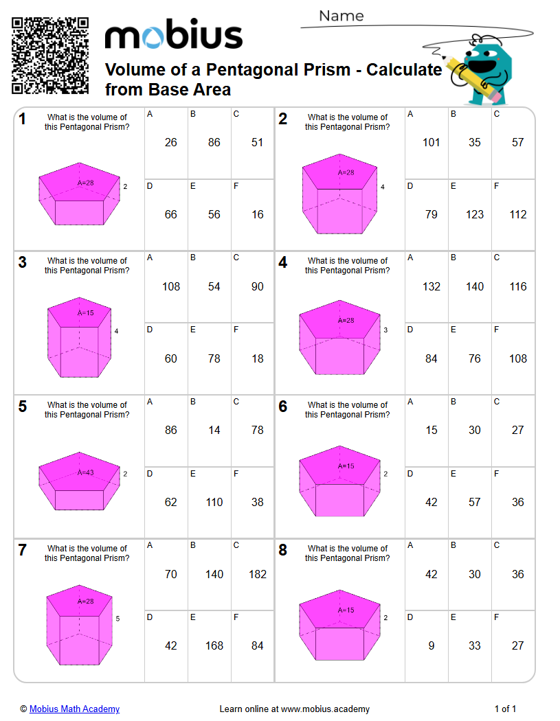 Volume of a Pentagonal Prism - Calculate from Base Area | Level 1 ...