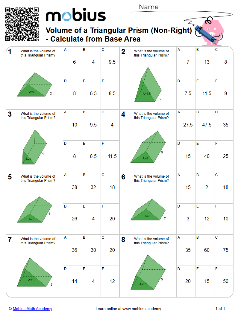Volume of a Triangular Prism (Non-Right) - Calculate from Base Area ...