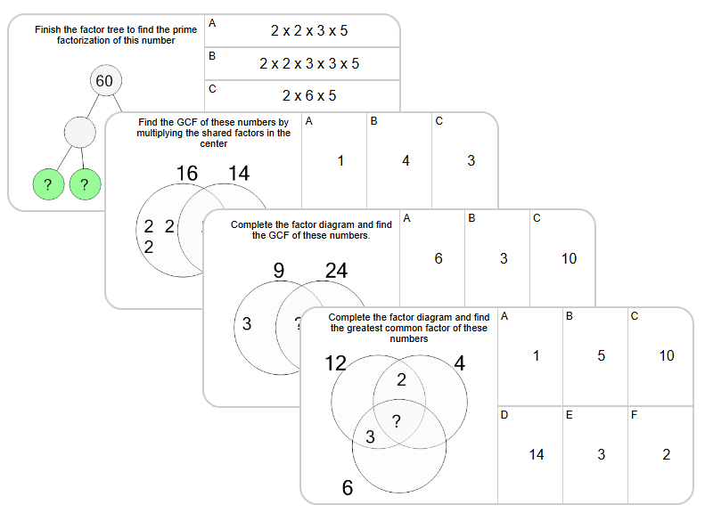 Factoring and Greatest Common Factor - Practice | Factors/Primes ...