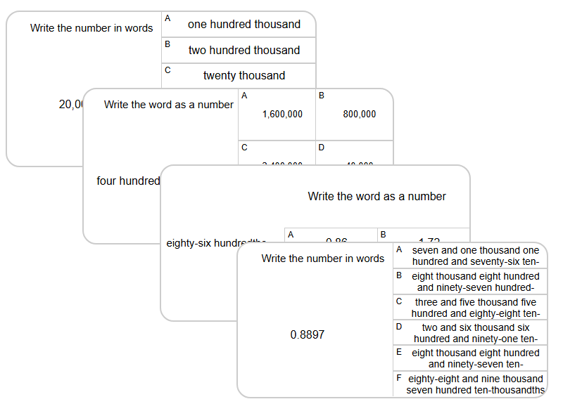 Numbers and Words - to Millions and Thousandths | Fractions/Decimals ...