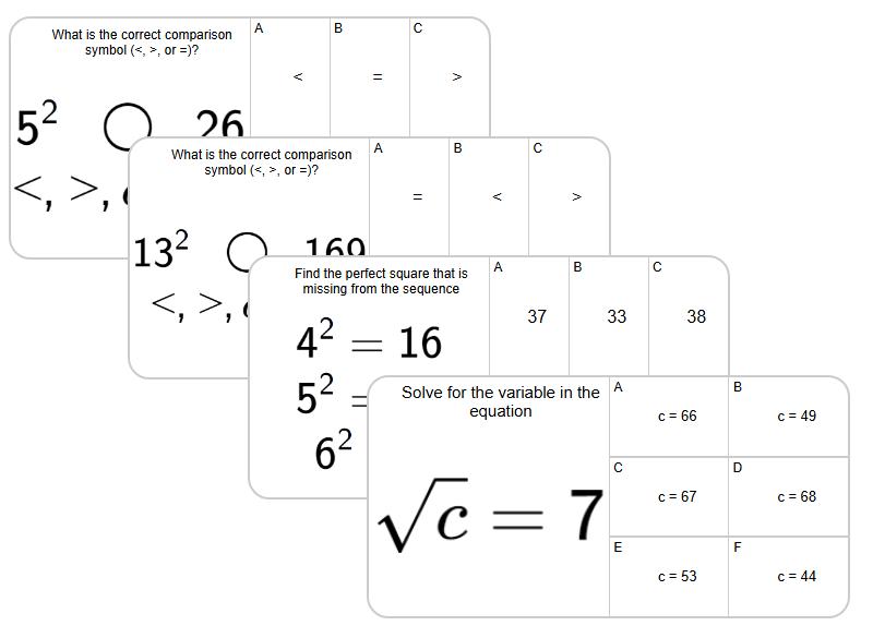 Squares and Square Roots - Practice | Exponents | Grades 7-8 Math Unit ...
