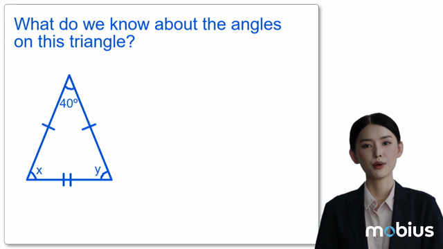Solve angles on an isosceles triangle - Mobius Math Academy