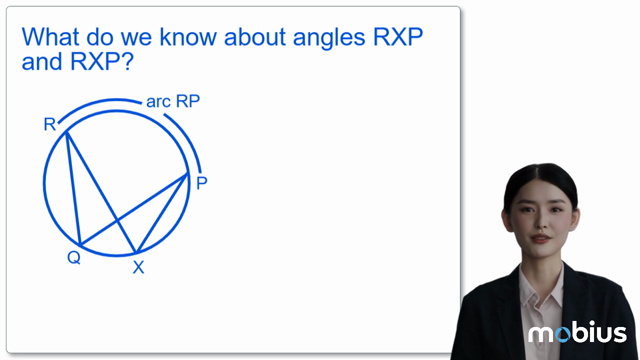 Mobius Math Academy - Inscribed angles that share an intersected arc