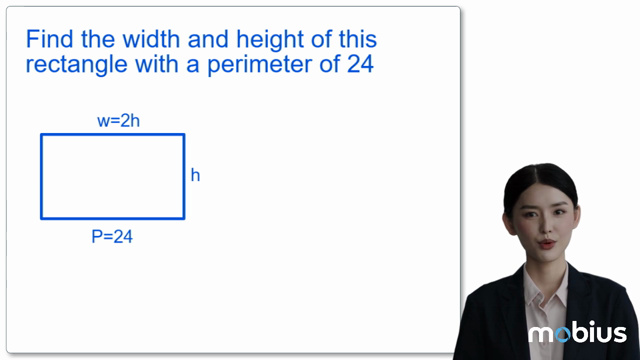 Mobius Math Academy - Rectangle side from perimeter and ratio