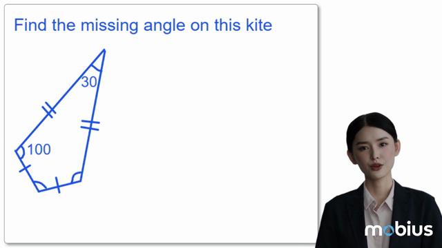 Mobius Math Academy - Find the missing angle on the kite