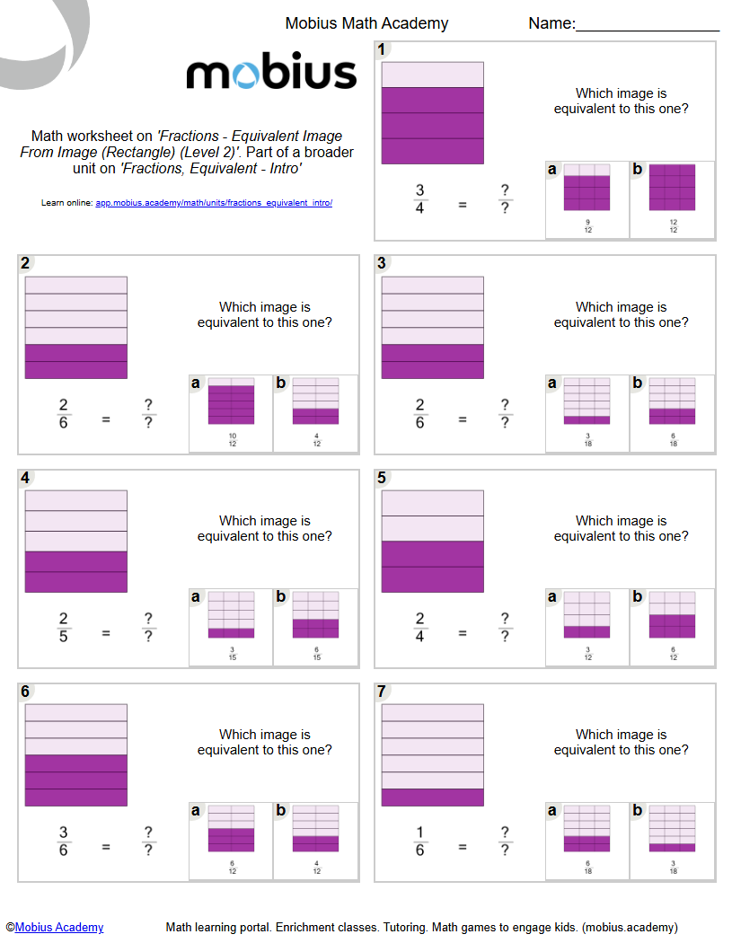 Fractions - Equivalent Image From Image (Rectangle) (Level 2) - Mobius ...