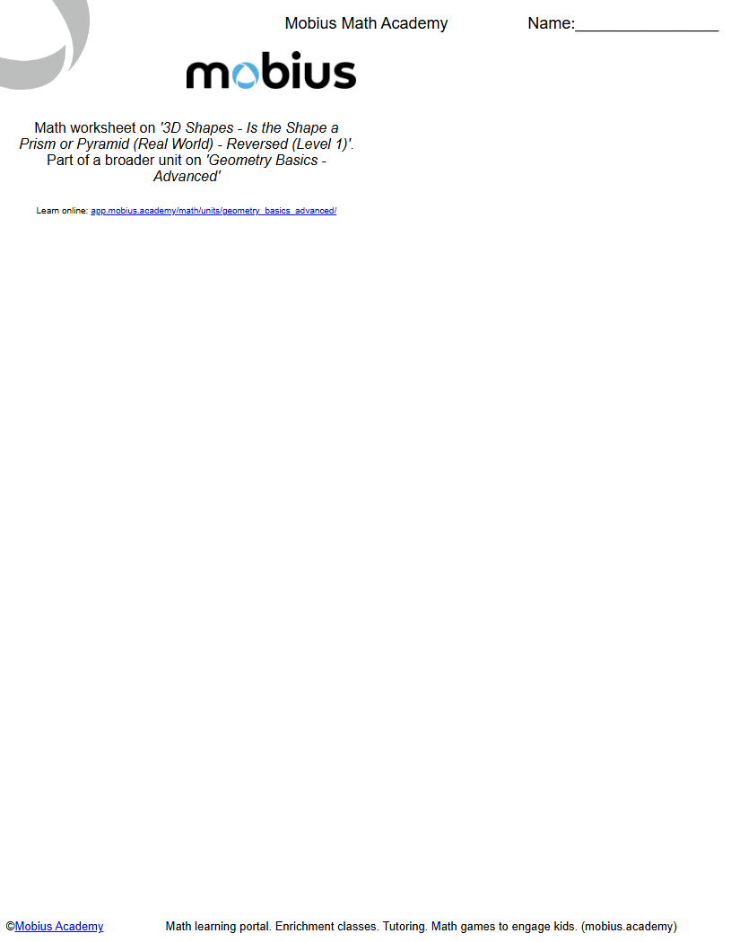 3D Shapes - Is the Shape a Prism or Pyramid (Real World) - Reversed ...