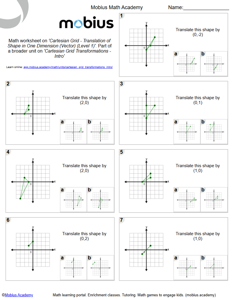 Cartesian Grid - Translation of Shape in One Dimension (Vector) (Level ...