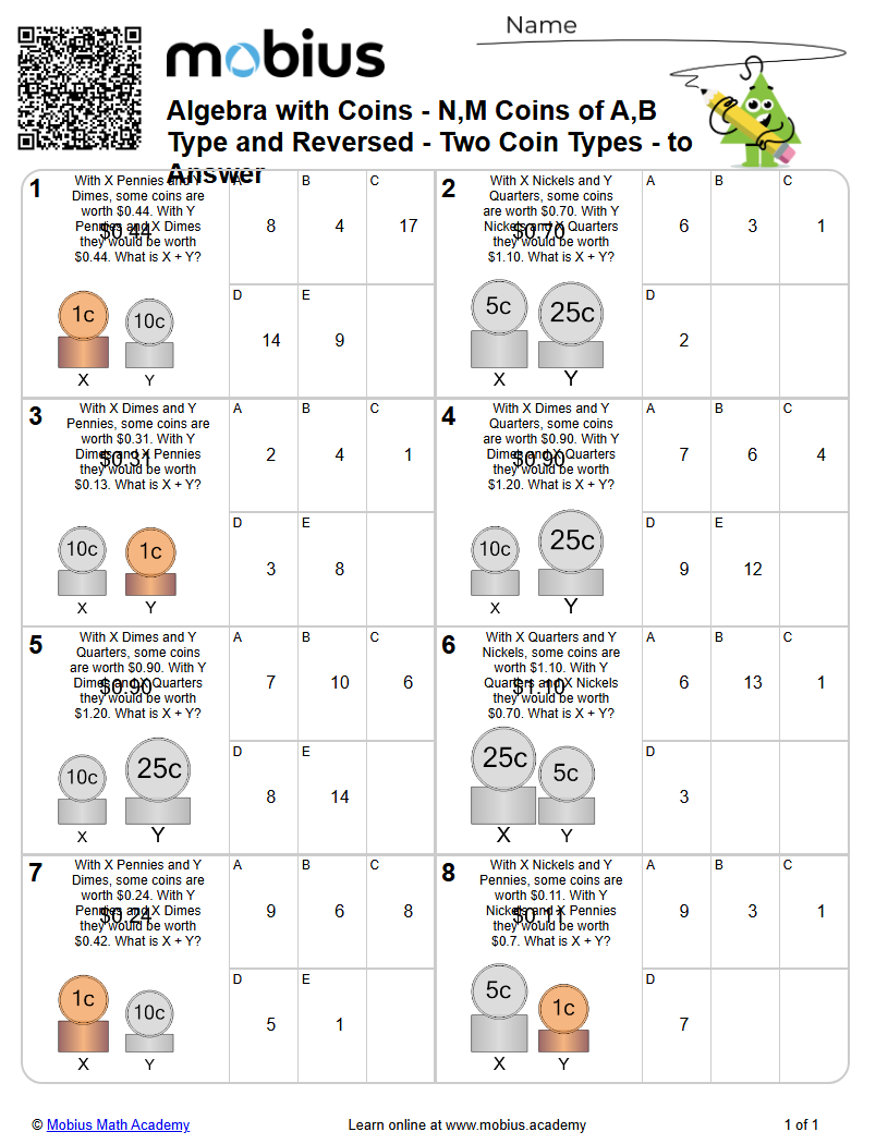 Algebra with Coins - N,M Coins of A,B Type and Reversed - Two Coin ...