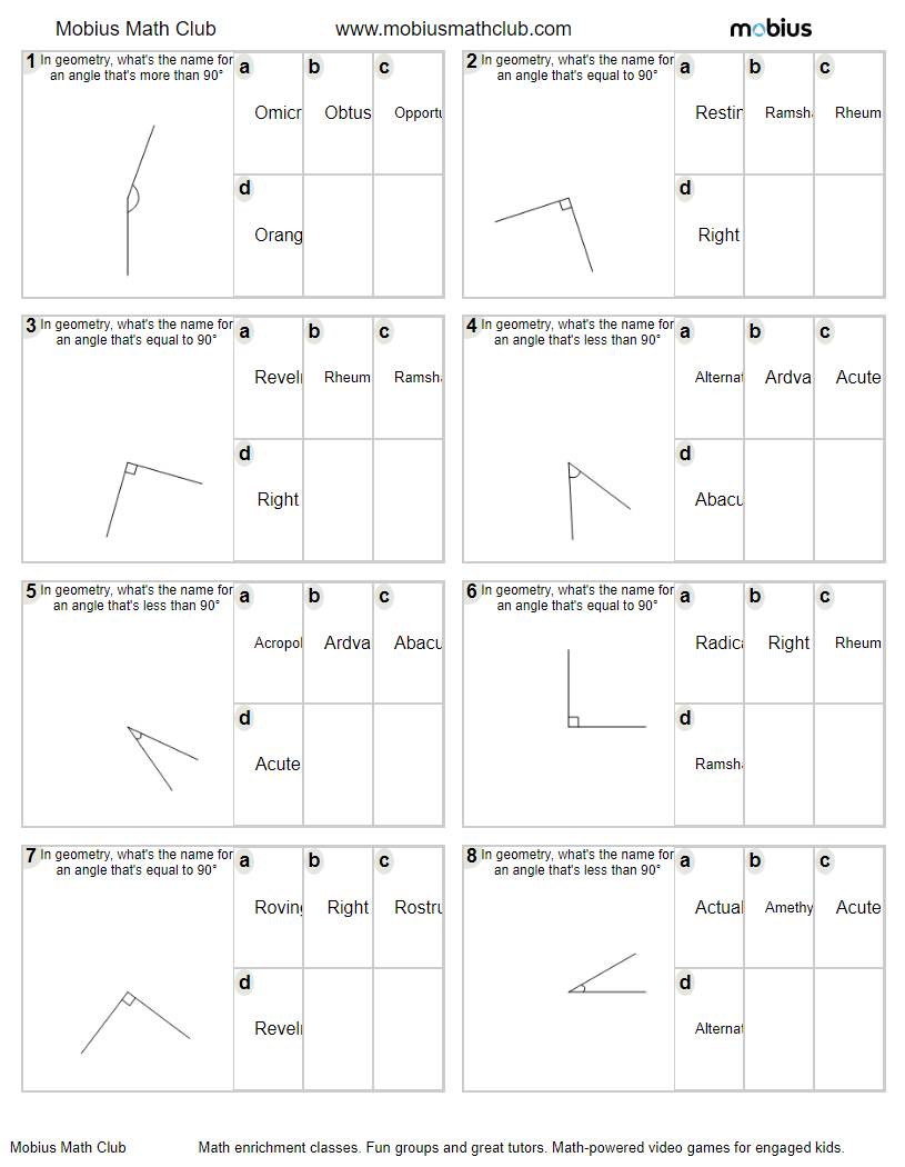 Free Worksheet: Classifying Angles As Acute, Obtuse, Right Or Straight ...