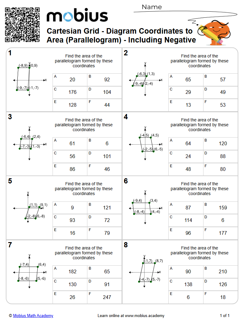 Free Worksheet: Cartesian Grid - Diagram Coordinates To Area ...