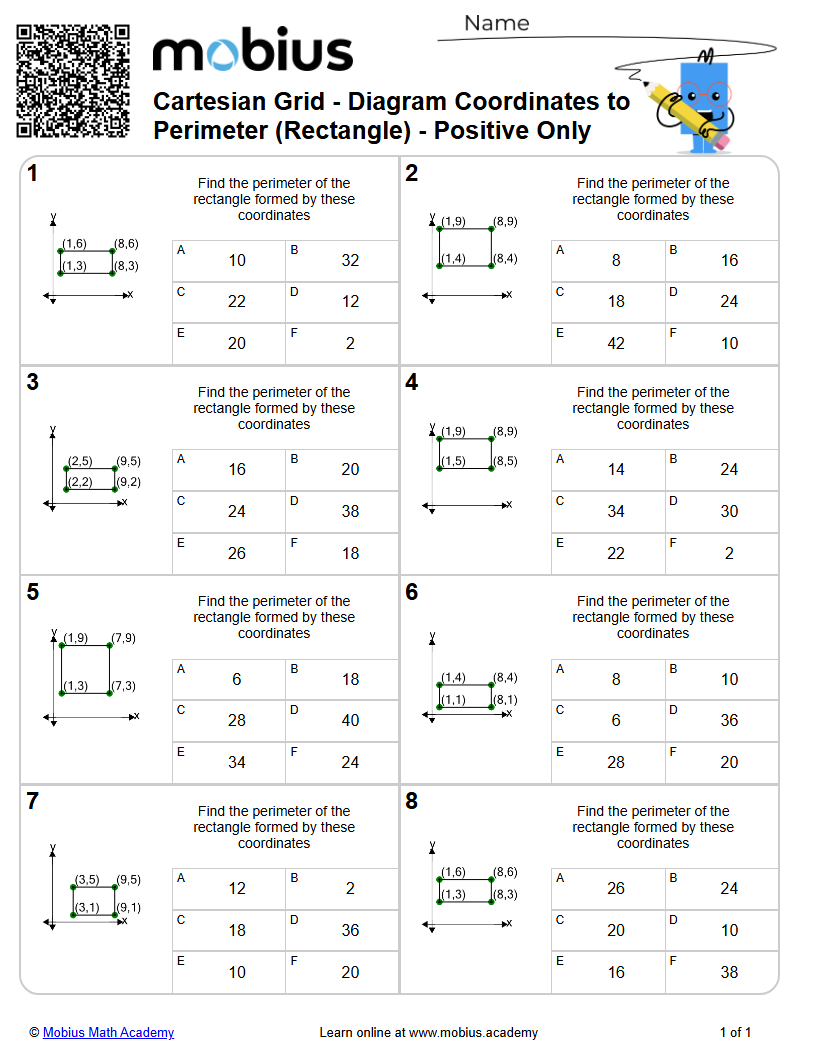 Free Worksheet: Cartesian Grid - Diagram Coordinates To Perimeter ...