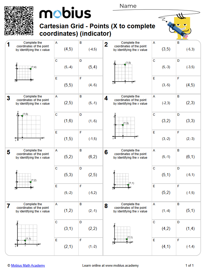 Free Worksheet: Identify Points (X To Complete Coordinates) On The ...
