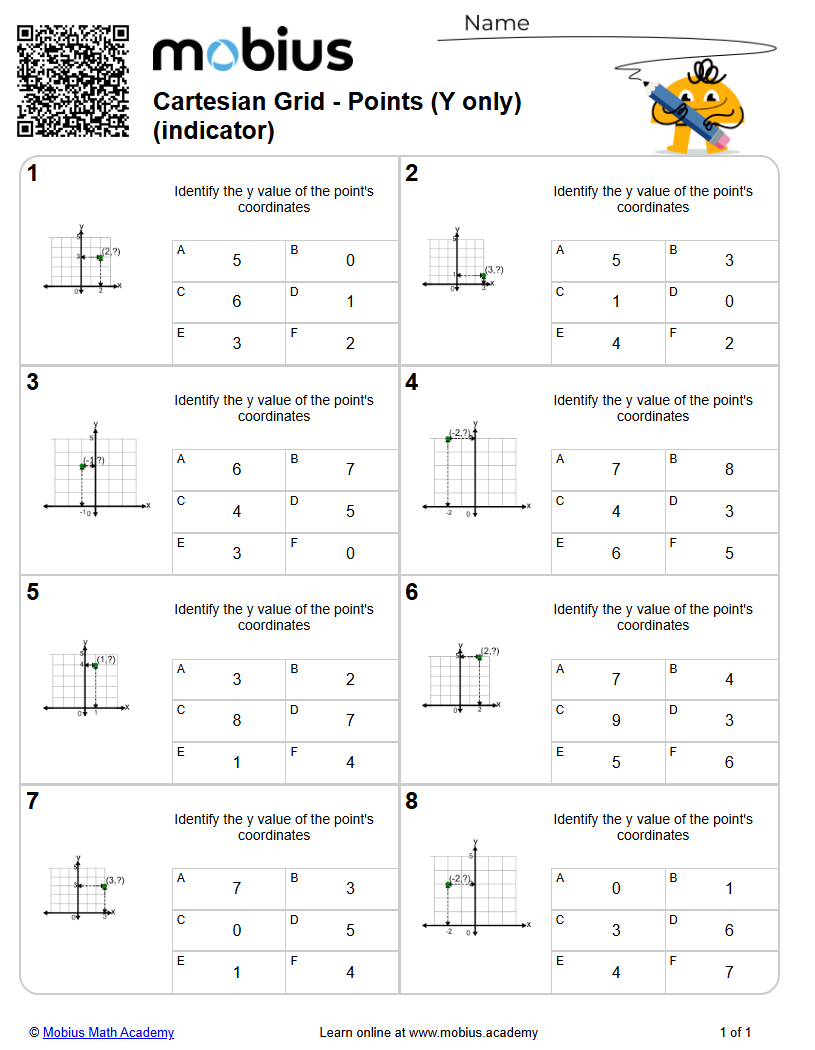 Free Printable Math Worksheet: Identify Points (Y Only) On The ...