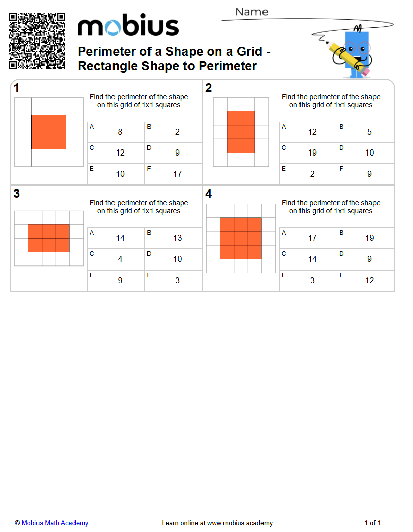 Free Worksheet: Perimeter Of A Shape On A Grid - Rectangle Shape To ...