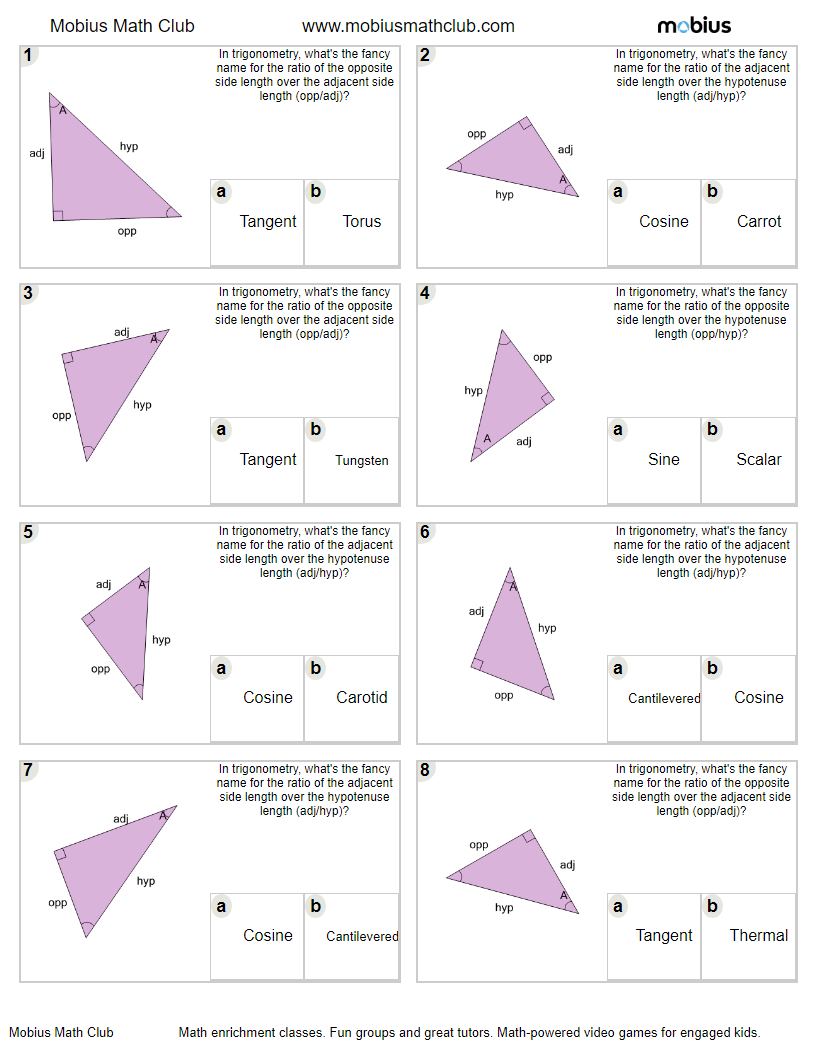 Free Worksheet: Trigonometry - Labeling Of Side Ratios - First Time ...