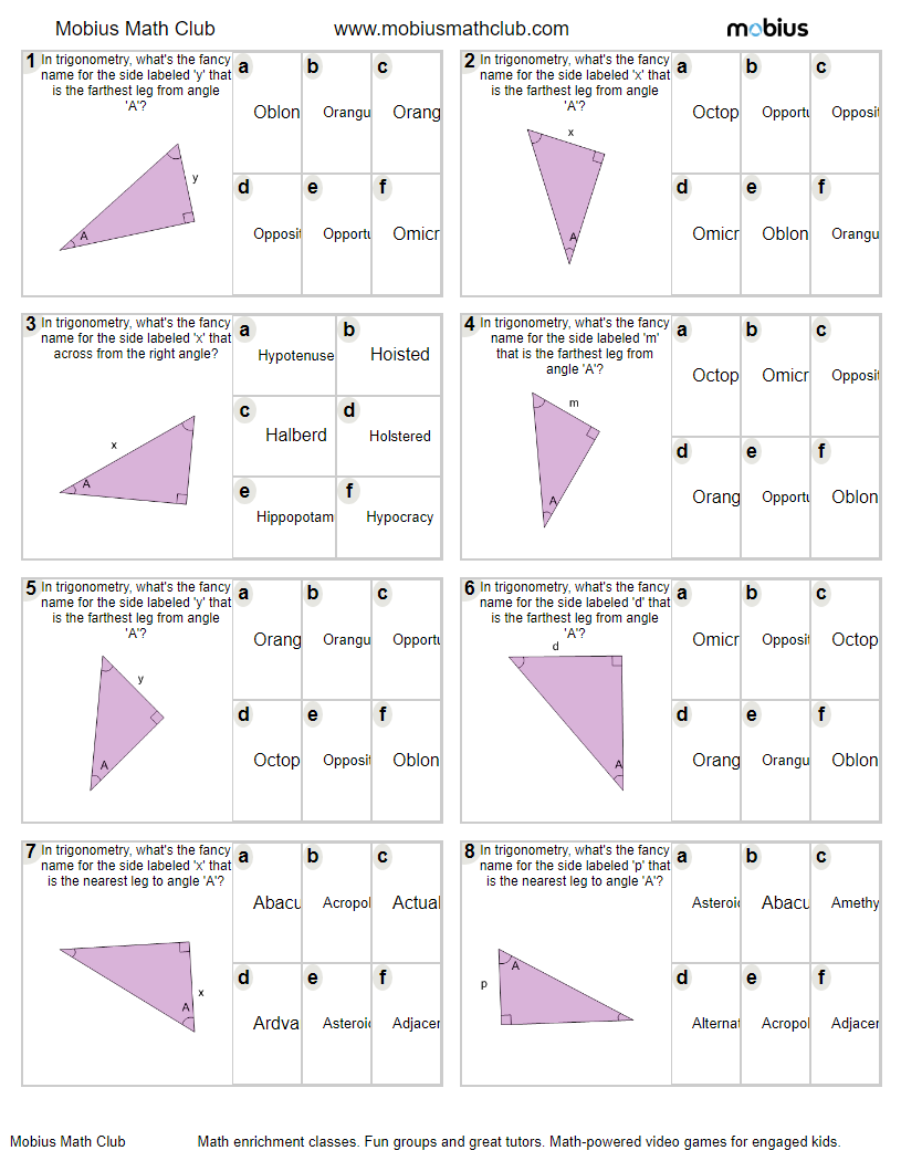 Free Printable Math Worksheet: Trigonometry - Labeling Of Sides - First ...